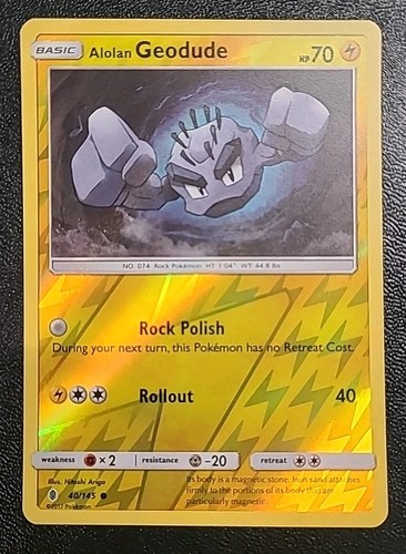 POKEMON ALOLAN GEODUDE 40/145 GUARDIANS RISING COMMON REVERSE HOLO NEAR ...