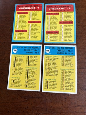 1963 Topps, 1964 Phil. Football Checklists All Marked Very Rare High NM ...
