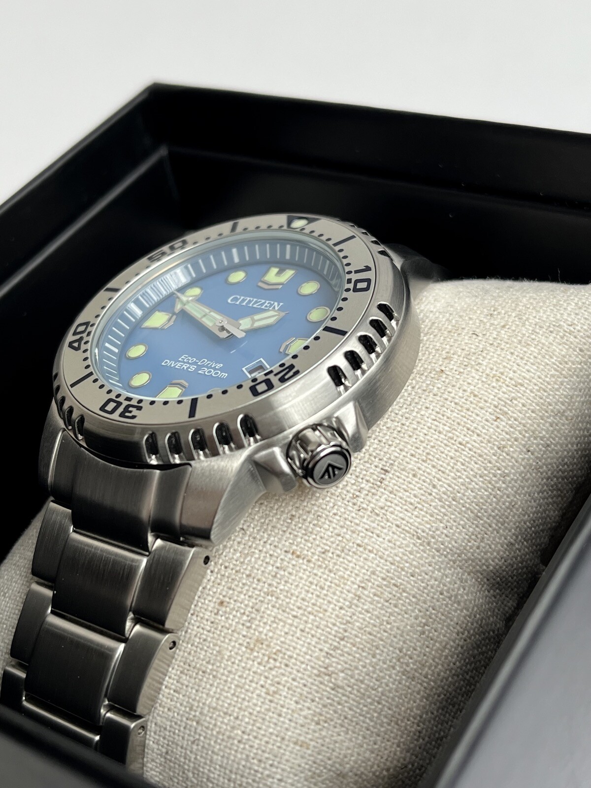 New! Citizen Promaster Diver Watch BN0165-55L EcoDrive Blue Dial Silver ...