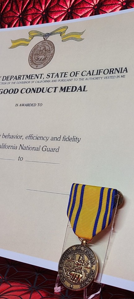 California Good Conduct Medal, Ribbon and Certificate Set, National ...