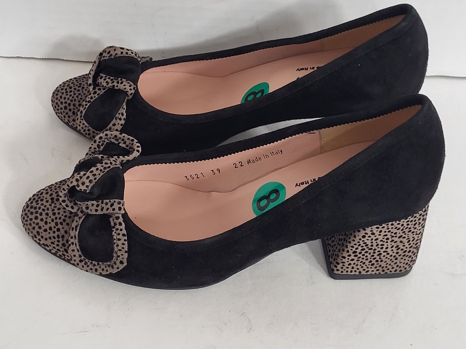 FERCA 81 Black Made In Italy Suede patent leather accent, animal print ...