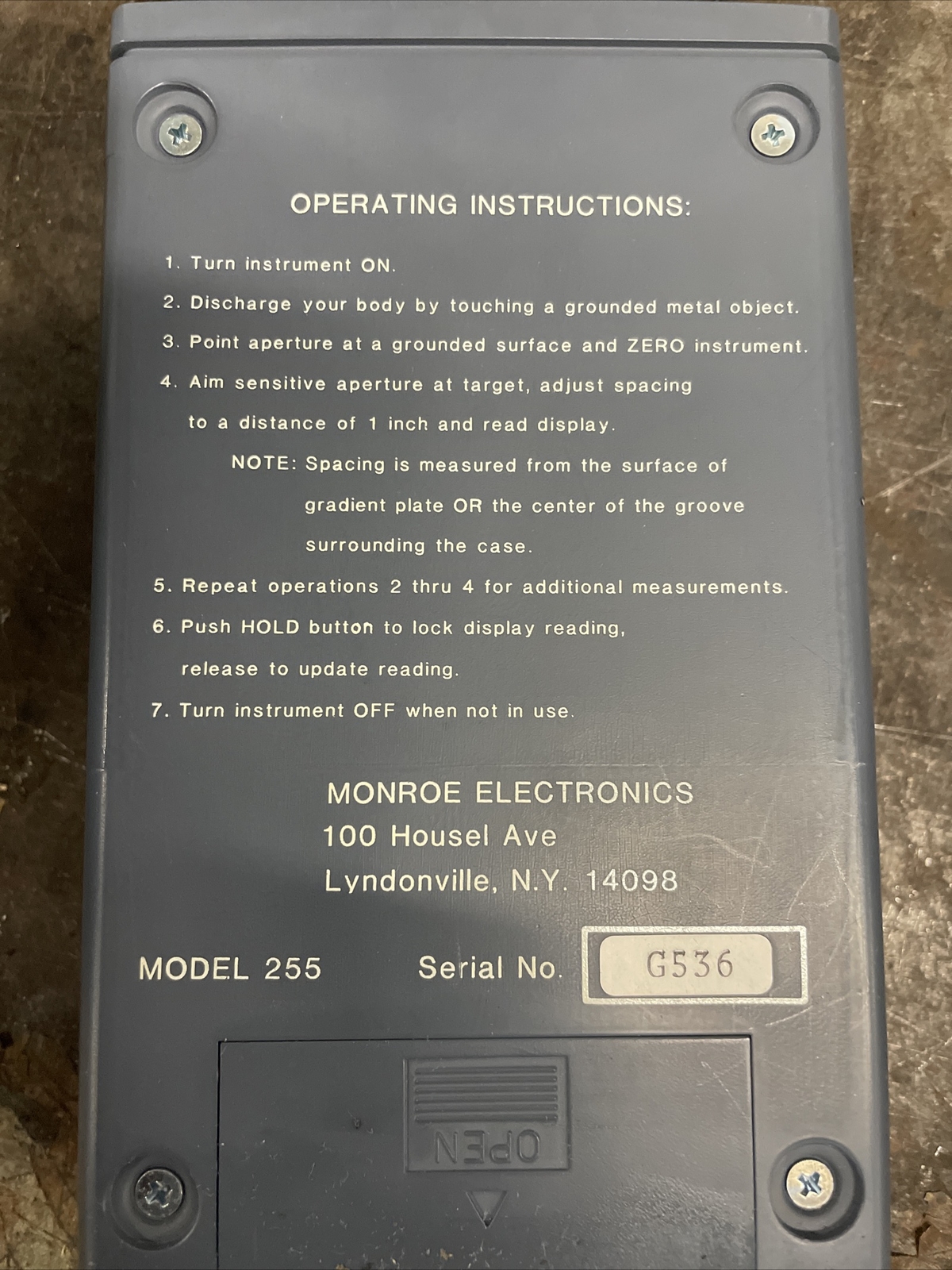 Monroe Electronics Model: 255 Digital Stat-Arc Electrostatic Fieldmeter ...
