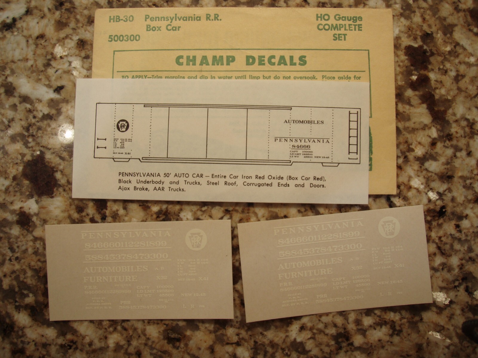 Pennsylvania Pennsy PRR Box Car HO-Scale White Decals Champ HB-30 for ...