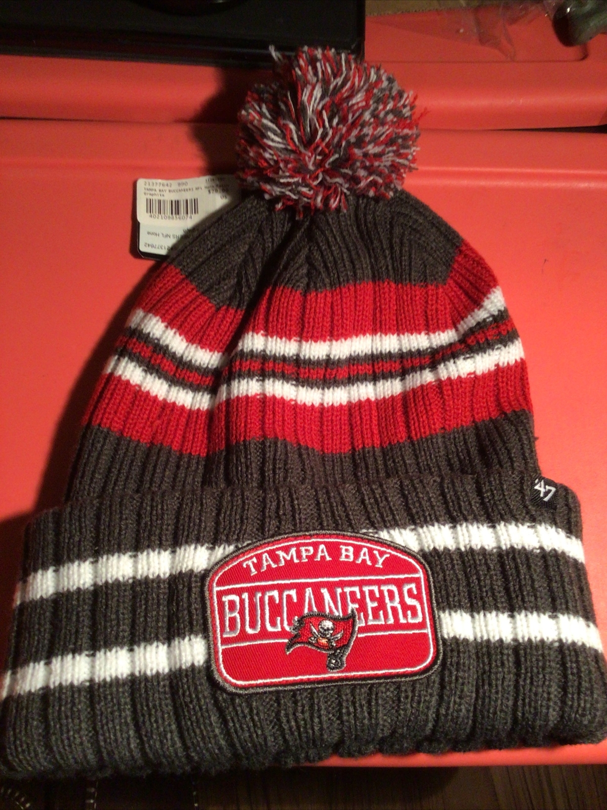Tampa Bay Buccaneers NFL '47 Brand Hone Patch Red Cuff Knit Hat Beanie ...