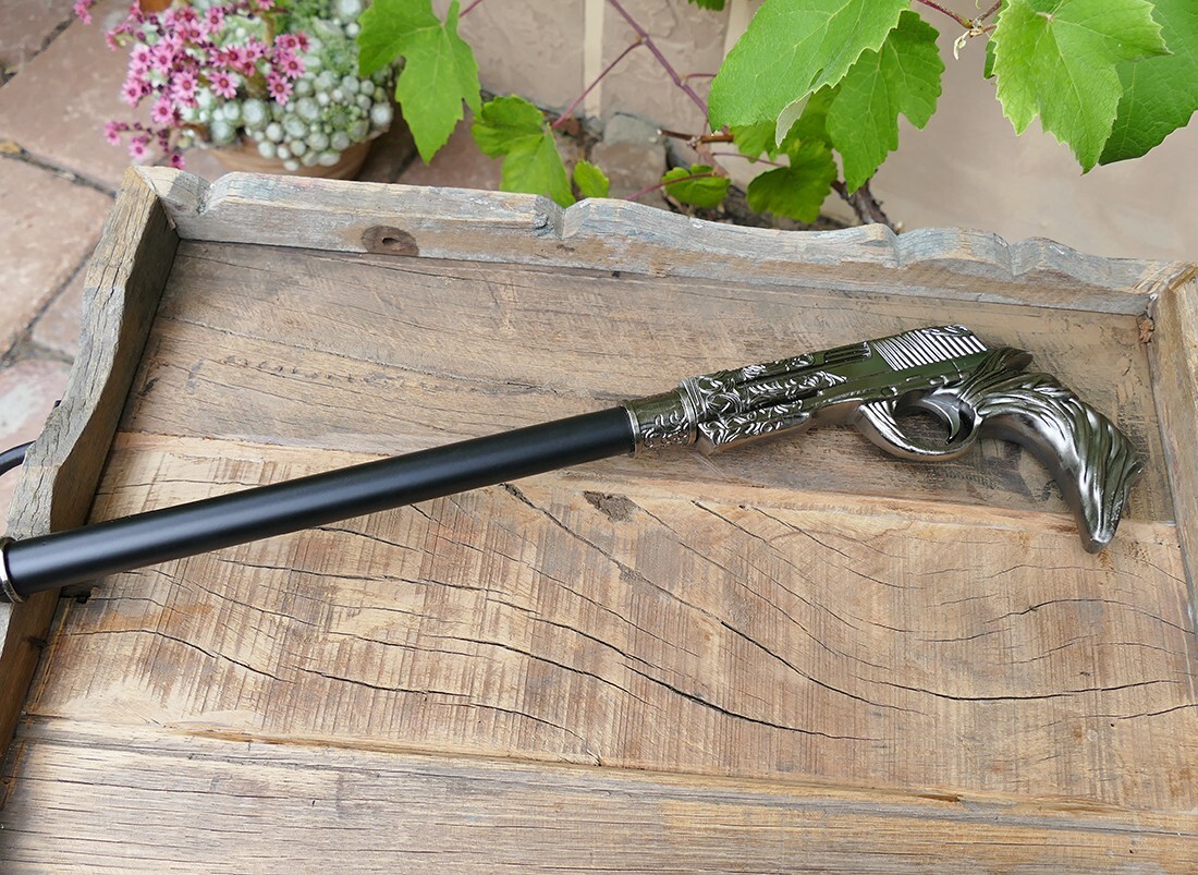 Spazierstock Gehstock Wanderstock Pilgerstock Altsilber Revolver ...