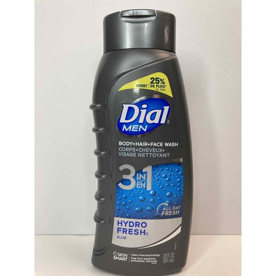 Dial Men Body Wash 3 in 1 Hair Face Body Wash Hydro Fresh Aloe 20 oz | eBay
