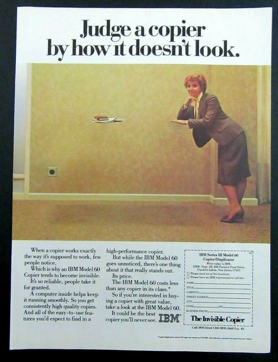 1984 IBM Model 60 Copier/Duplicator "The Invisible Copier" Magazine Ad ...