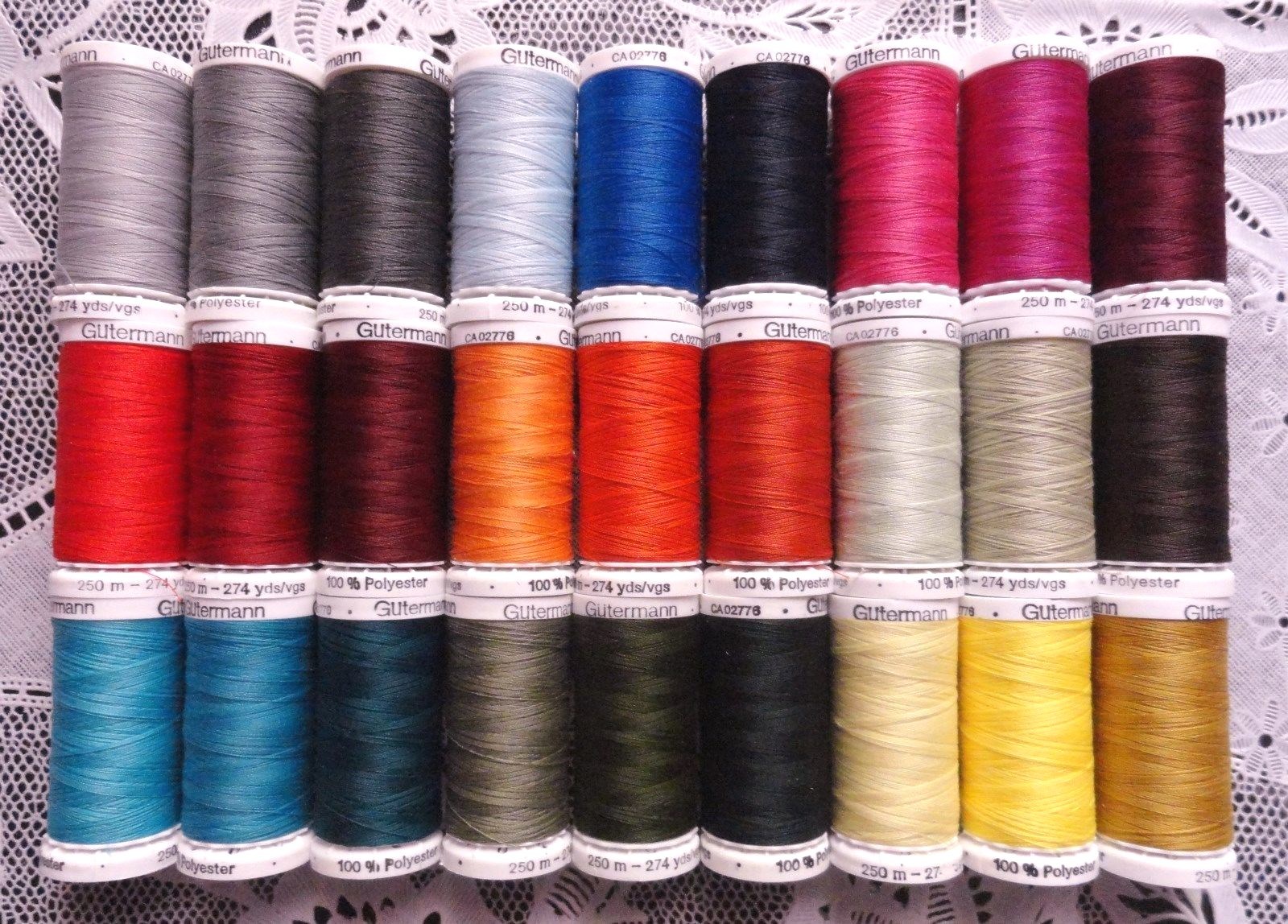 27 BIG different colors GUTERMANN 100% polyester sew-all thread 274 ...