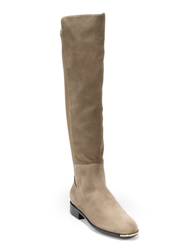 COLE HAAN Womens Gray Stretch Panel Huntington Round Toe Block Heel ...