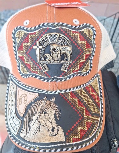 Rodeo Cowboy Hat Bull Rider/Horse Western Trucker Mesh Snapback ...