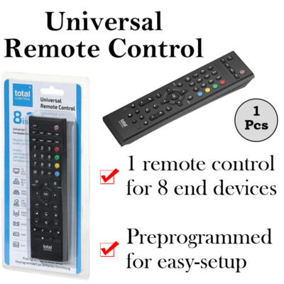 1pcs Total Control 8 Preprogrammed setup Device TV Remote Control ...