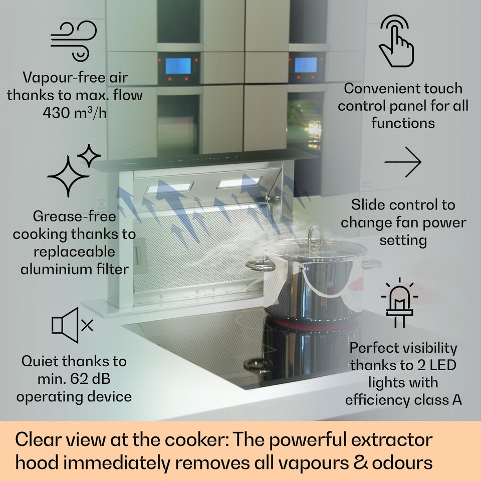 Cooker Hood Downdraft Extractor 60 cm Kitchen Island Retractable Steel ...