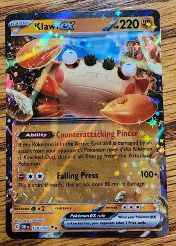 Klawf ex 120/197 Double Rare Holo Obsidian Flames Pokemon TCG NM/M | eBay