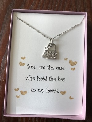 Key To My heart Silver Lock and Key Pendant Necklace w/ love poem | eBay