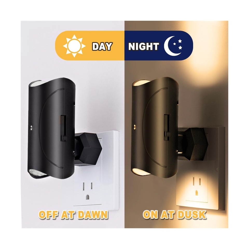 Aora Night Light, Plug-in Wall Mount with Dusk to Dawn Sensor, Set ...