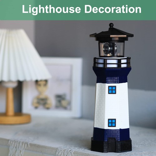 Solar Powered Lighthouse 12" Tall Solar Lighthouse With Rotating Beacon ...