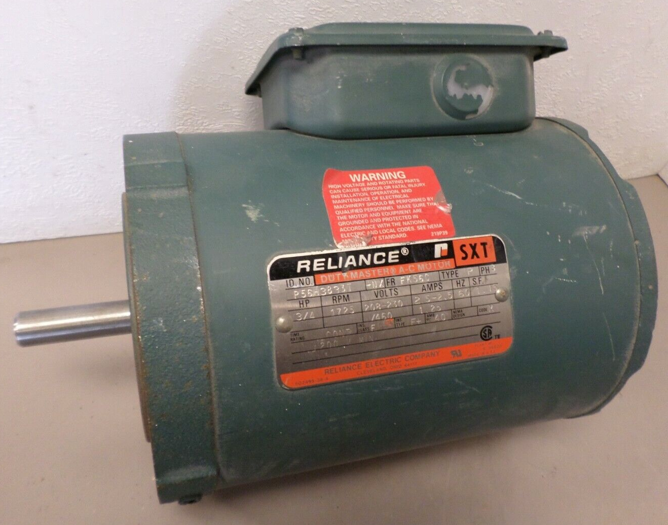 RELIANCE ELECTRIC SXT DUTY MASTER 3 PHASE 208/230-460V A/C MOTOR 1725 ...