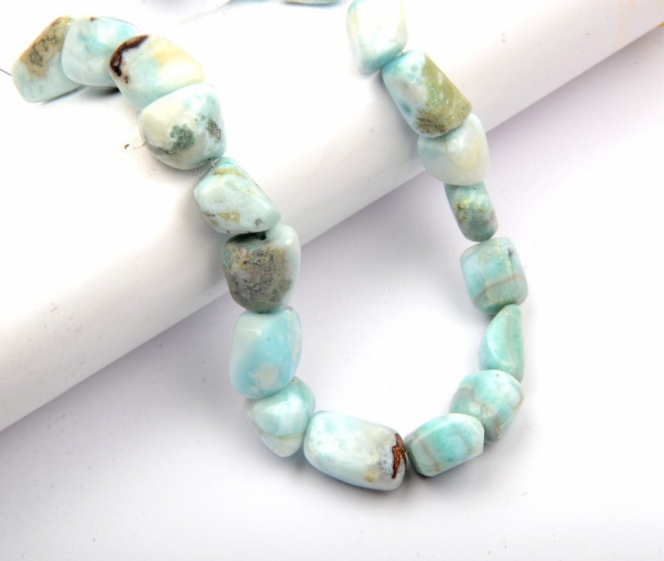 Natural Larimar Smooth Nugget Shape 10 Inch Strand 9x11-10x17 MM ...