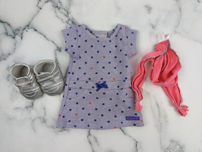 American Girl Doll Recess Ready Purple Polka Dot Dress, Shoes and Scarf ...