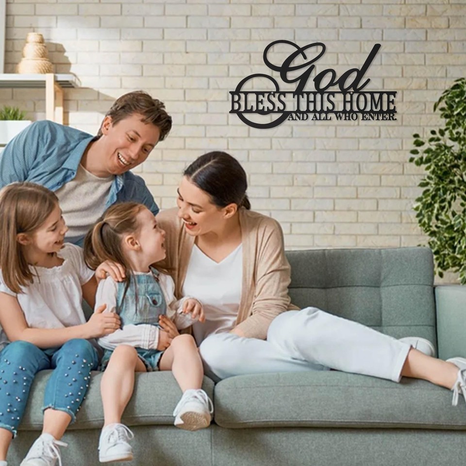 God Bless This Home Wall Decor Rustic Metal Home Sign for Farmhouse ...