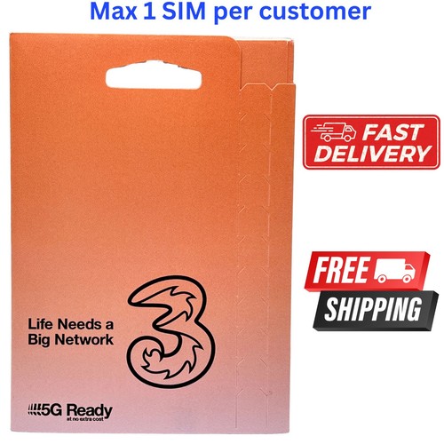 LATEST OFFICIAL THREE UK NETWORK SIM CARD DATA PAY AS YOU GO NEW 3G 4G ...