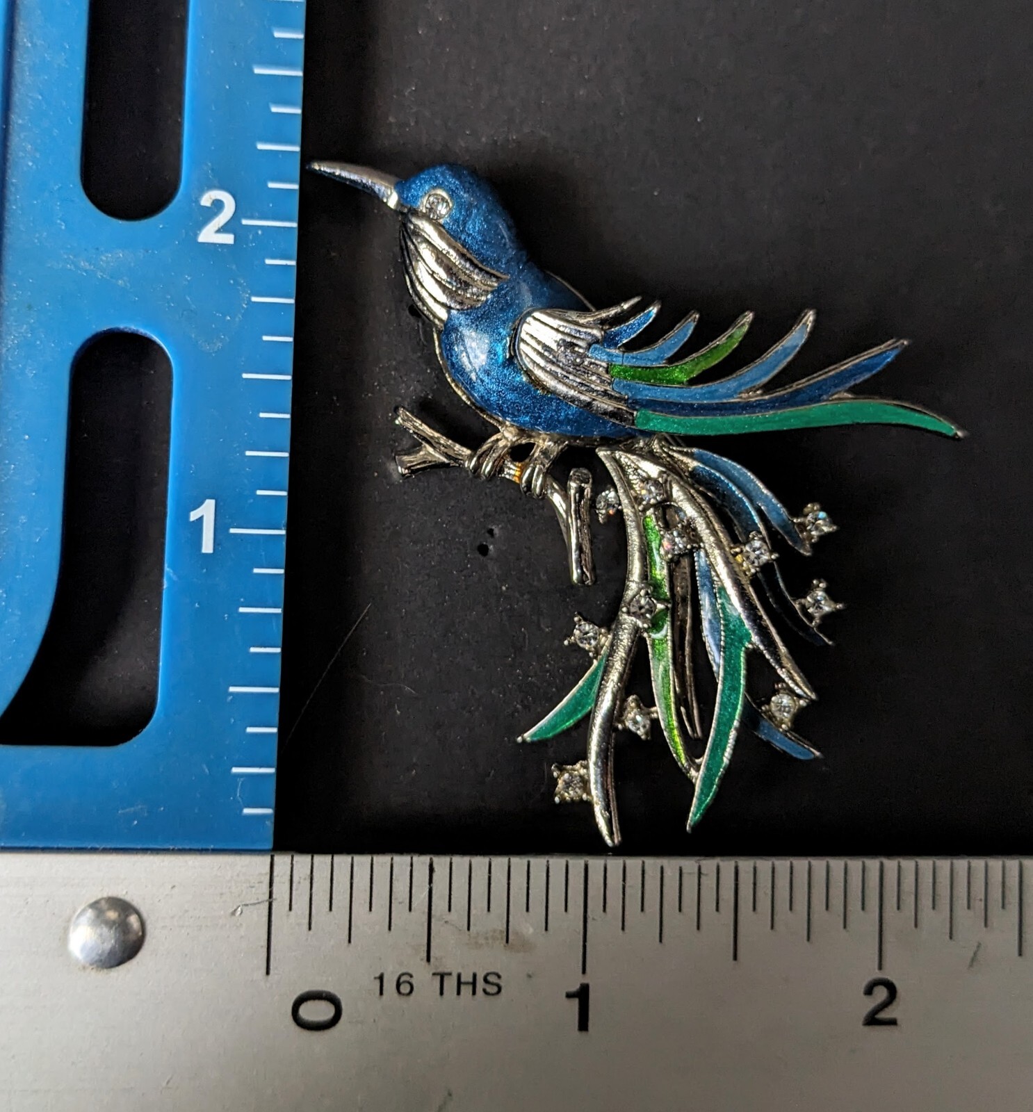 Vintage Boucher Blue Bird of Paradise Brooch Pin Rhod… - Gem
