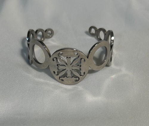Rustic Cuff Logo Silver Tone Circle Cut Out Cuff Bracelet | eBay