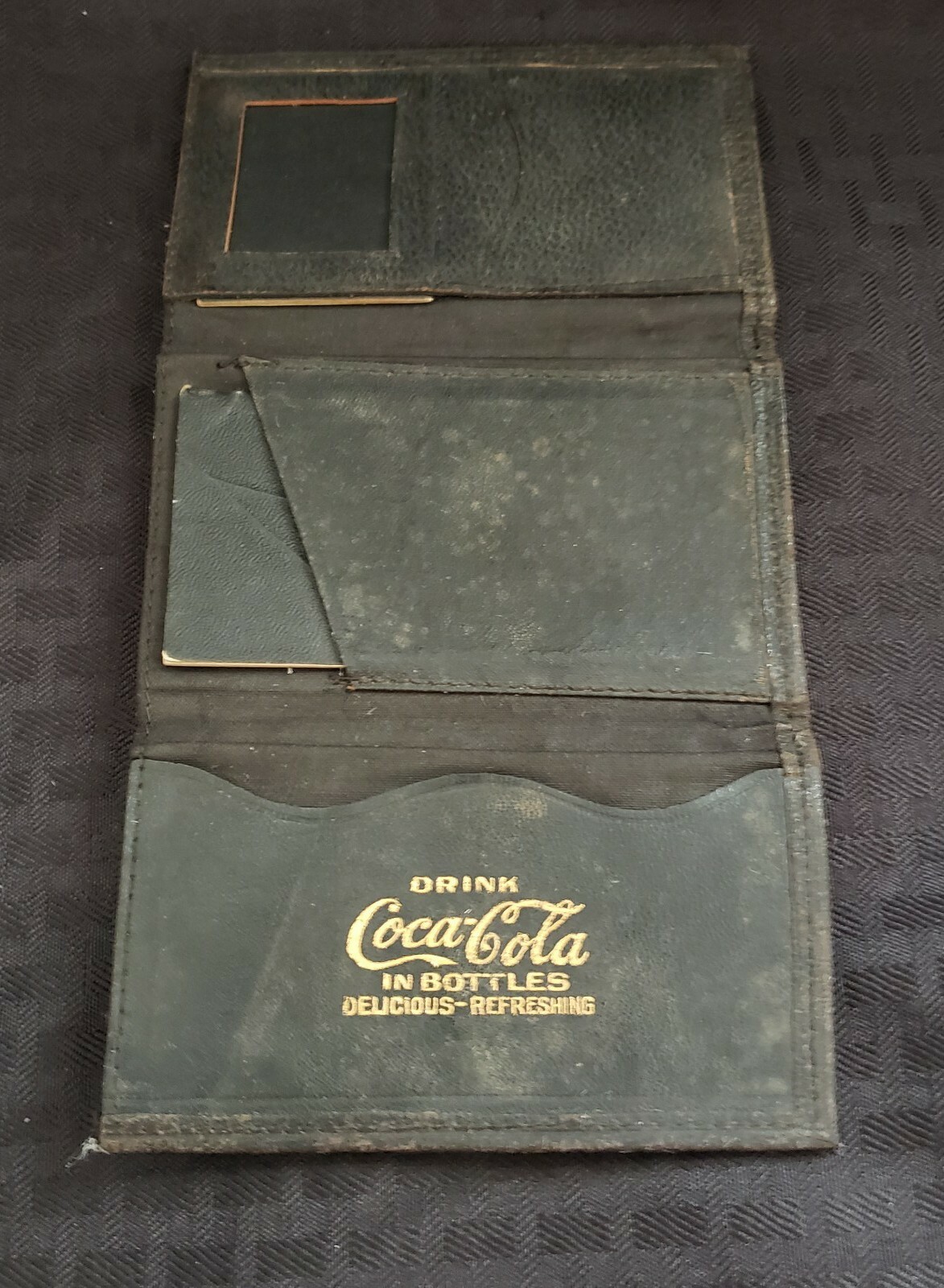 1918 Rare Coke Wallet Trifold Black Leather With Notepad Coca Cola | eBay