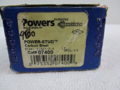 LOT OF 95 POWERS POWER-STUD CARBON STEEL WEDGE ANCHOR 07400 1/4" X 1-3/ ...