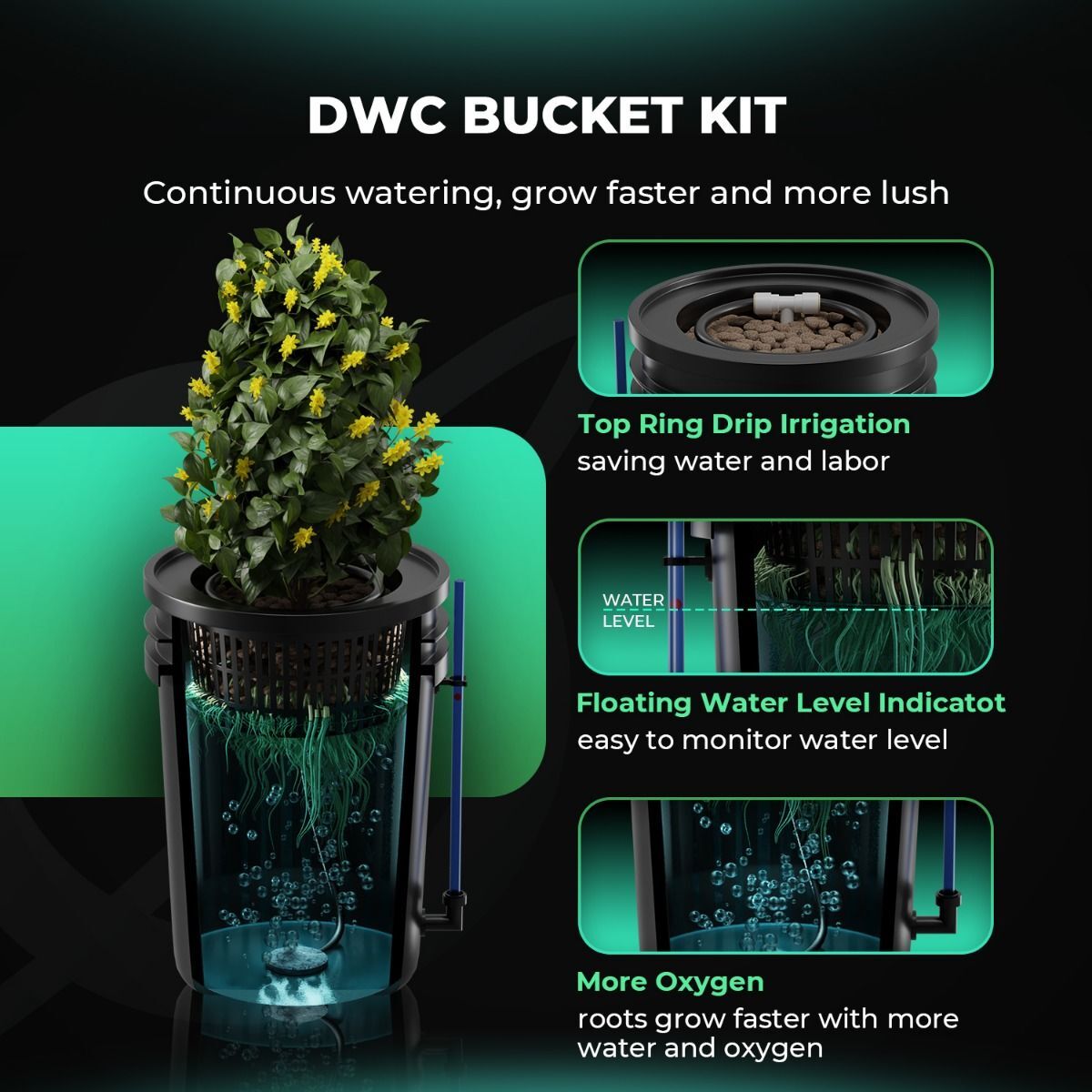 5 Gallon Bucket Hydroponics Plans VEVOR DWC Hydroponics Grow System