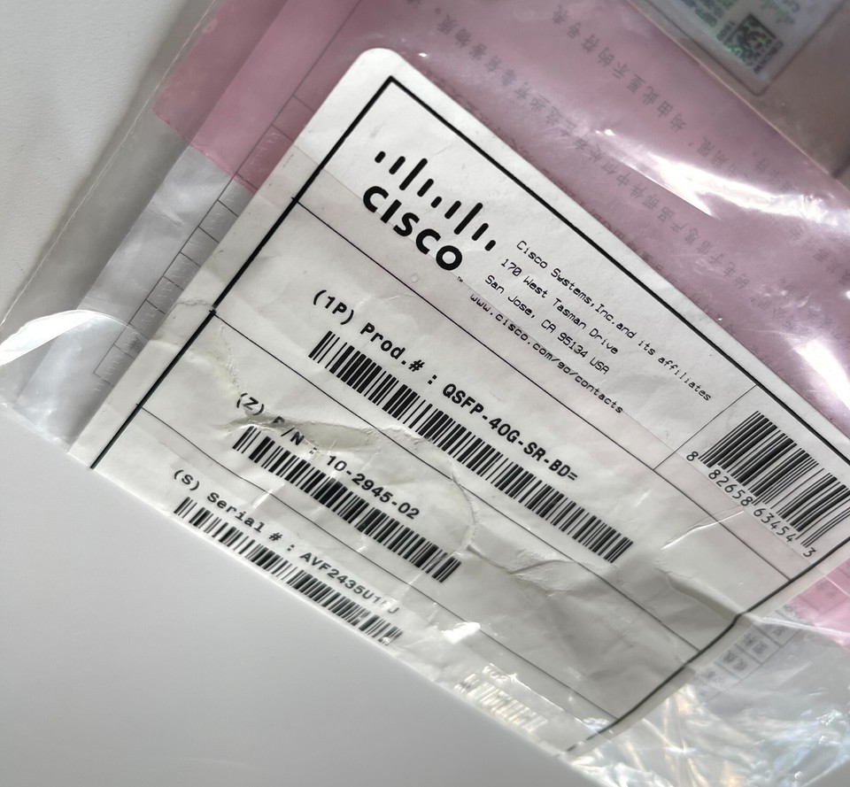 Open Bag/New Product Cisco QSFP-40G-SR-BD / 10-2945-02 Transceiver with ...