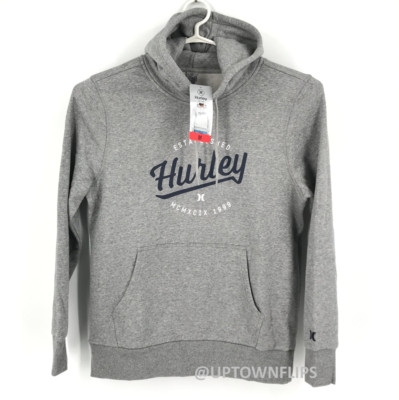 Hurley Sweater Mens MEDIUM Gray Hoodie Sweatshirt Long Sleeve Pullover ...