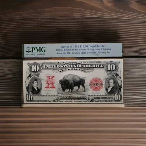1901 $10 BEP BISON Intaglio Banknote PMG Graded Specimen Note Fast Ship ...