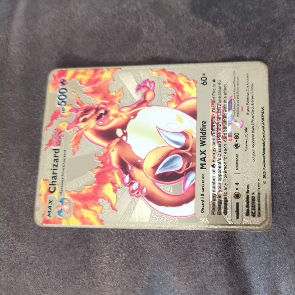 Pokemon Charizard DX 52/100 Gold Metal Pokemon Card Max Wildfire HP500 ...