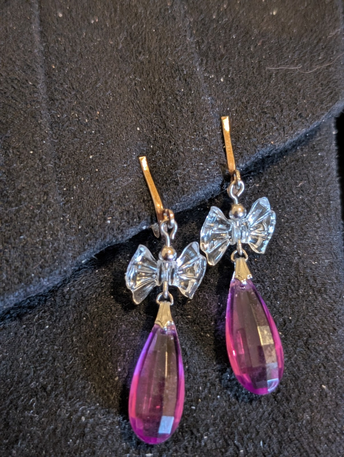 Regency Ribbons Crystal Teardrop Earrings, Purple - Gem