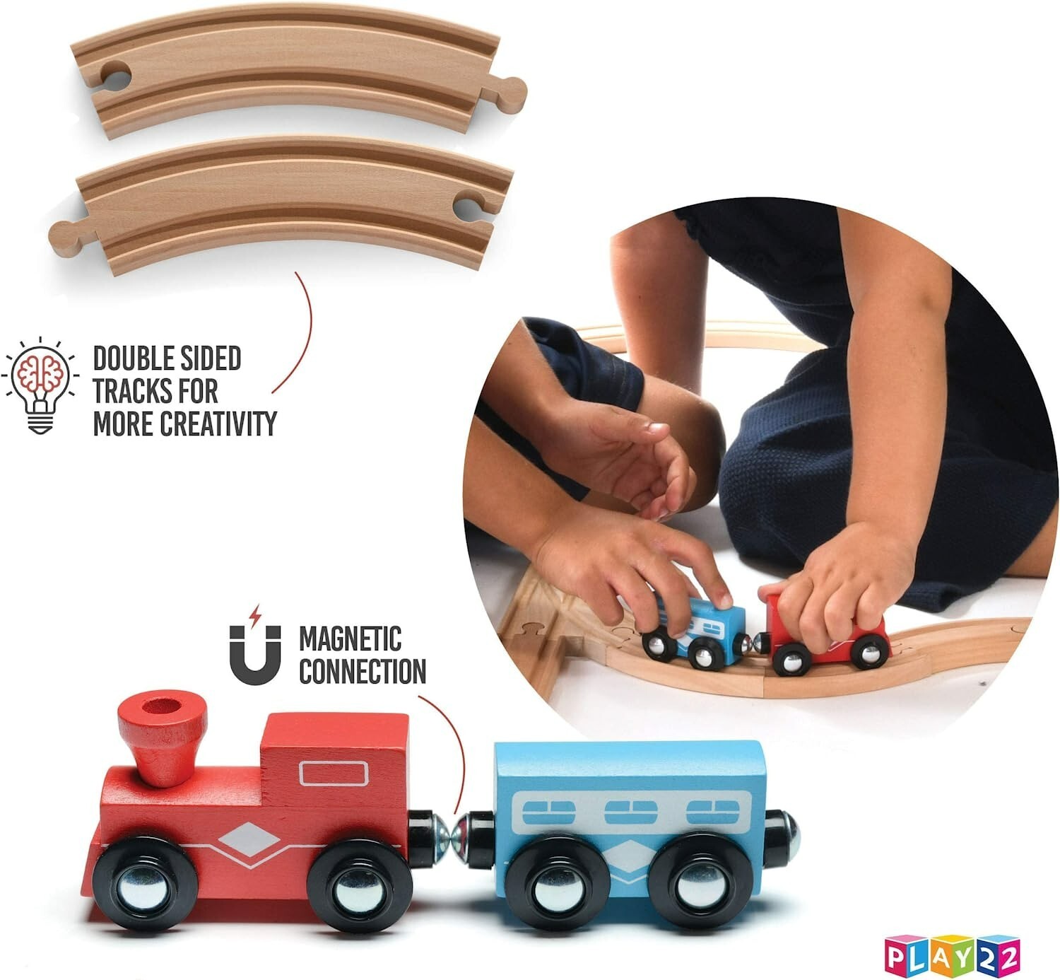 Wooden Train Track 52 Piece Tracks Set Play Thomas Railway System & 2 ...