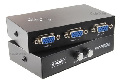 Compact 2-Way VGA (HD15) Push Button Metal Mini Switch Box ...