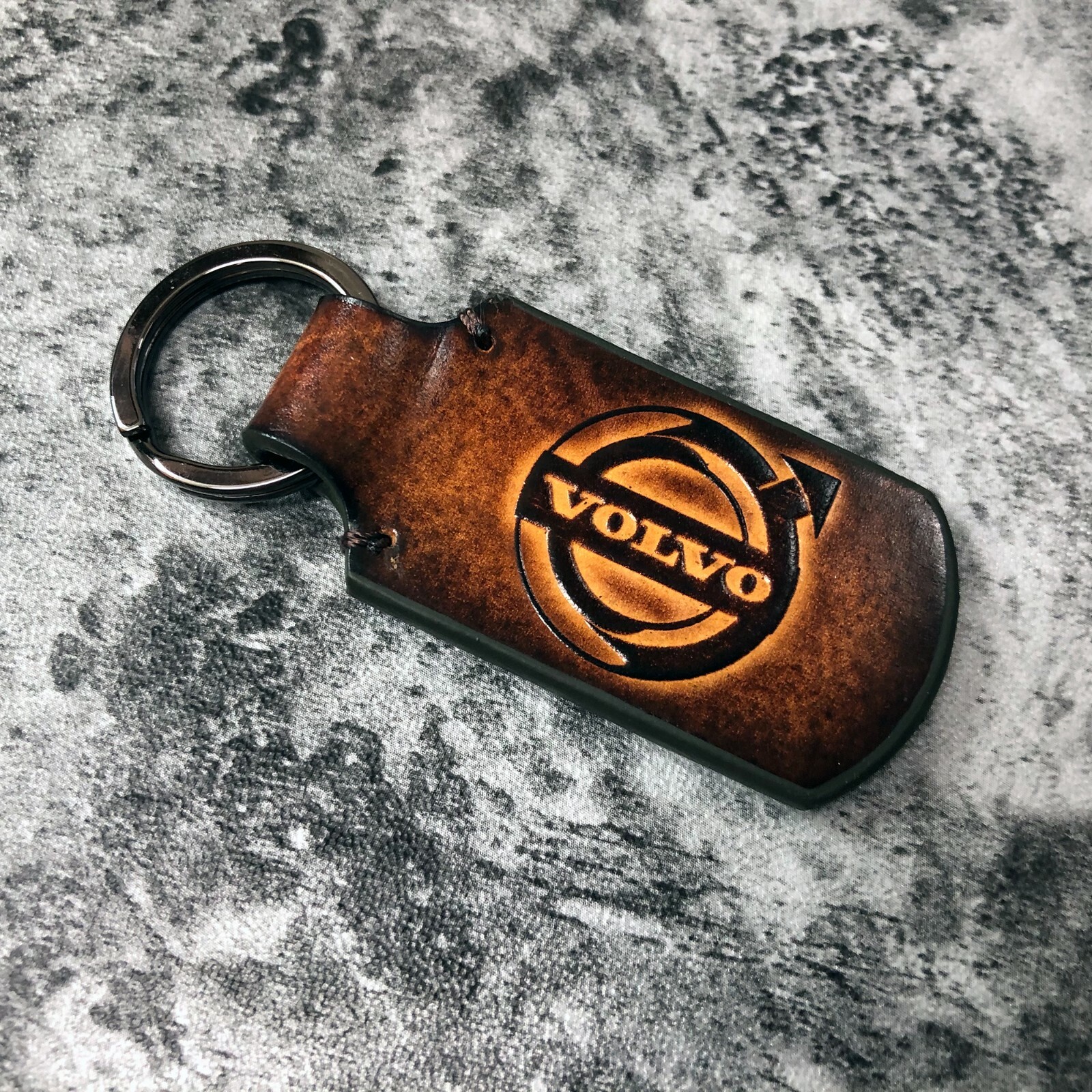 Handmade leather keychain with Volvo Logo in Brown. 1EA | eBay