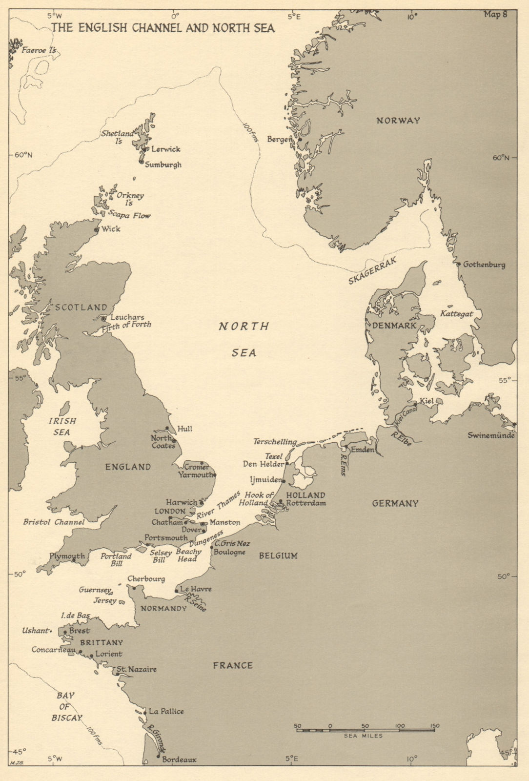 English Channel & North Sea ports. 1943 Battle of the Atlantic 1954 old ...