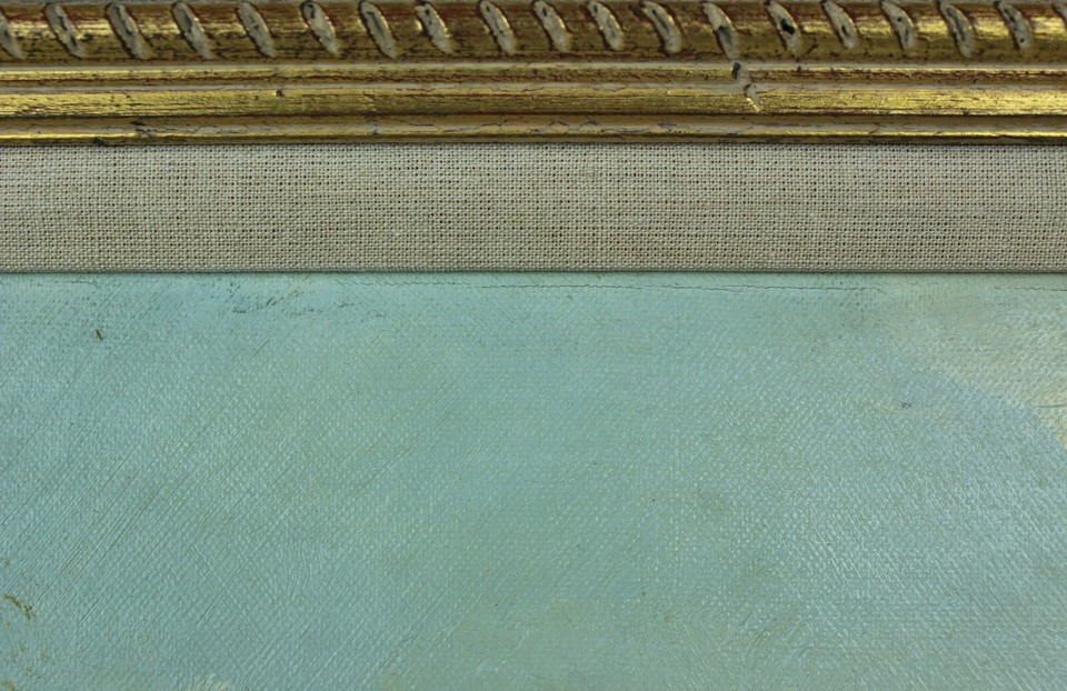 Siem Schaeffer European village landscape w hay shocks, oil painting 48 ...