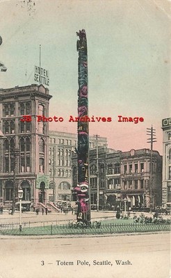 WA, Seattle, Washington, Totem Pole, 1910 PM, Rhodes 10 Cent Pub No 3 ...