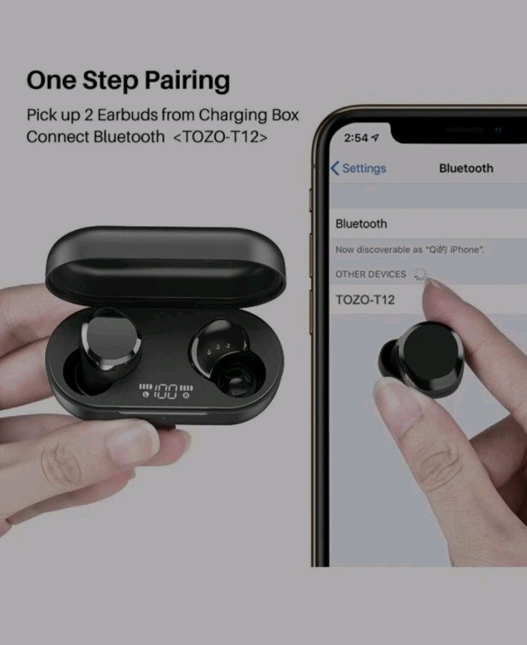 TOZO T12 Wireless Earbuds Premium Fidelity SoundQuality Headset LED ...