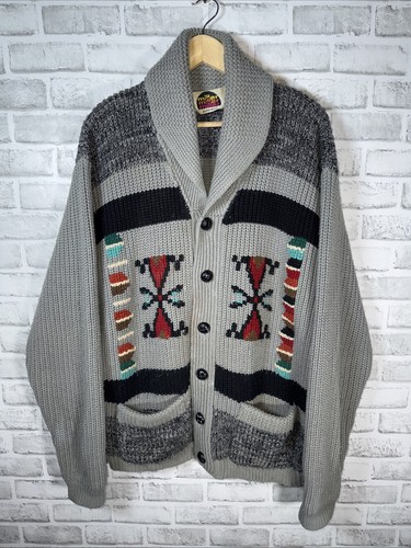 VTG Miller Outerwear Chunky Knit Cardigan Sweater Southwest Print Mens ...