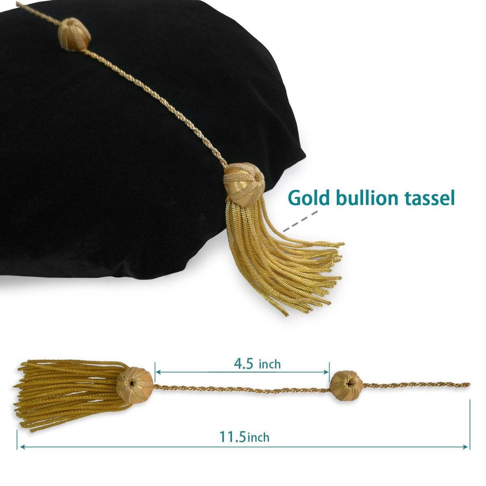 Endea Graduation Velvet Doctoral Tam with Eight Sides and Gold Bullion ...