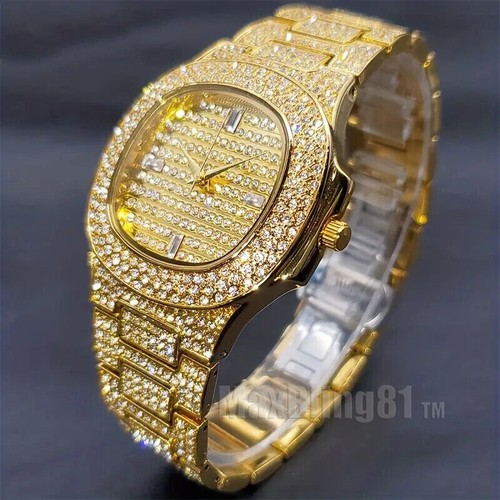 Men Wristwatch Watch Hip Hop Iced Cubic Zirconia Luxury Quartz ...