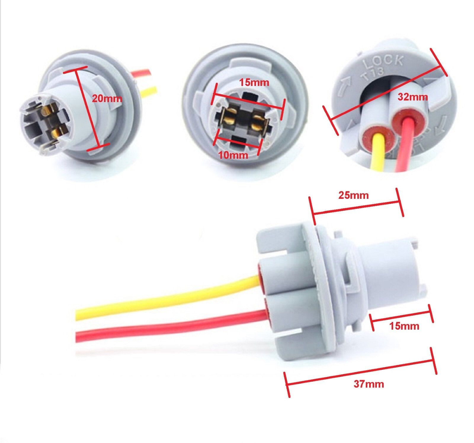 Universal Pigtail Wire Female Socket 168 194 PGB License Plate Tag ...