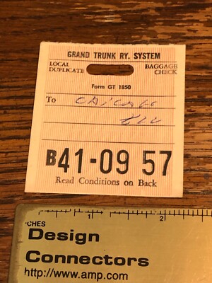 Vintage Grand Trunk System Railroad Baggage Claim Ticket Stub Flint Mi ...