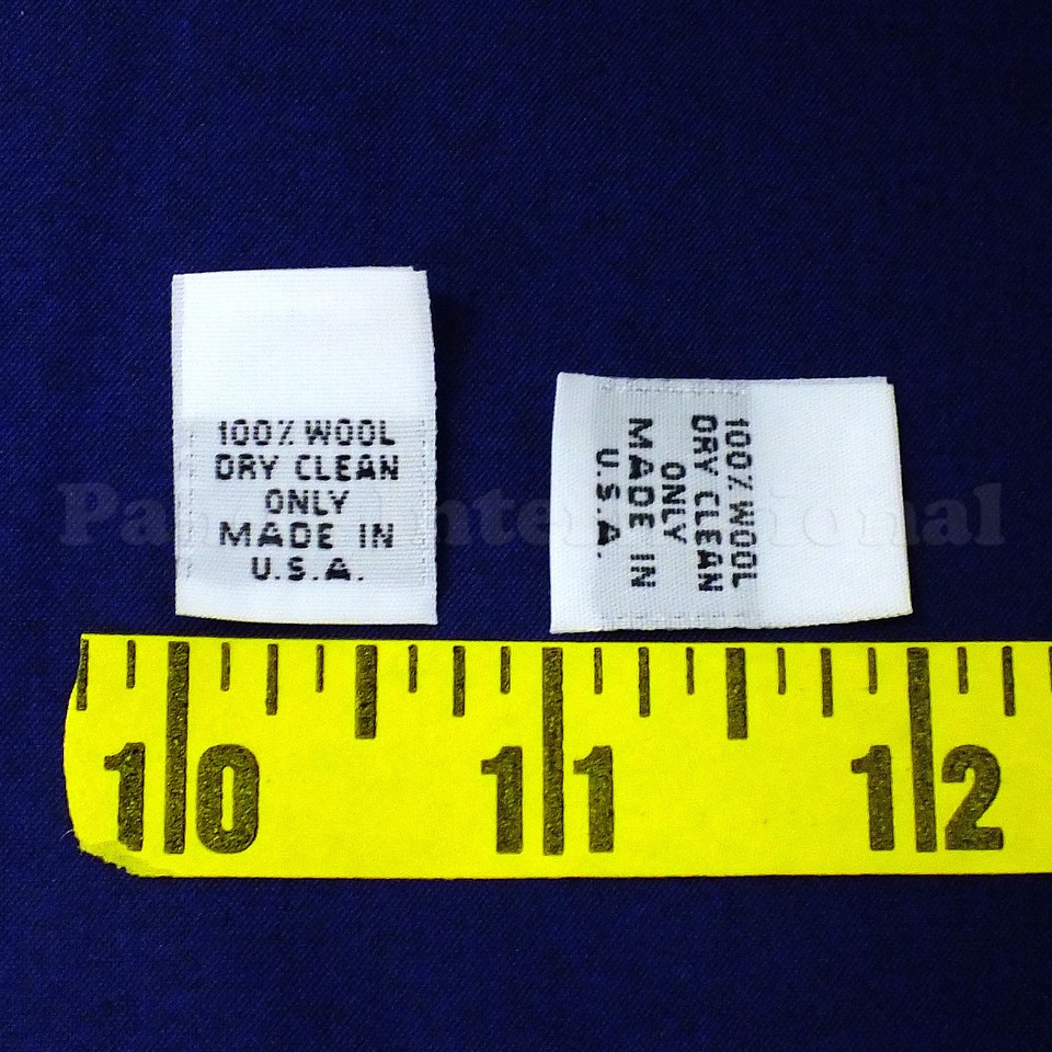 1000 pcs WOVEN SEWING LABELS "100% WOOL DRY CLEAN ONLY MADE IN U.S.A ...