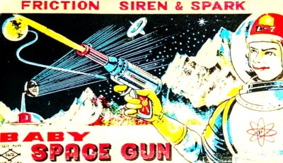 Baby Friction Spark Space Gun on 2.5 x 3.5" Handcrafted Fridge Magnet ...