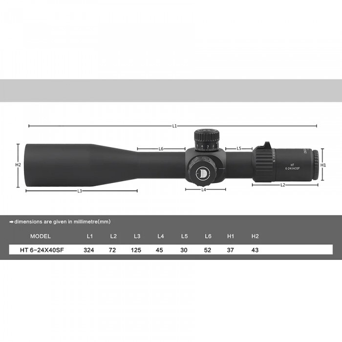 Discovery Optics HT 6-24x40 FFP Non-IR 1/4 MOA SF Locking Turret Rifle ...